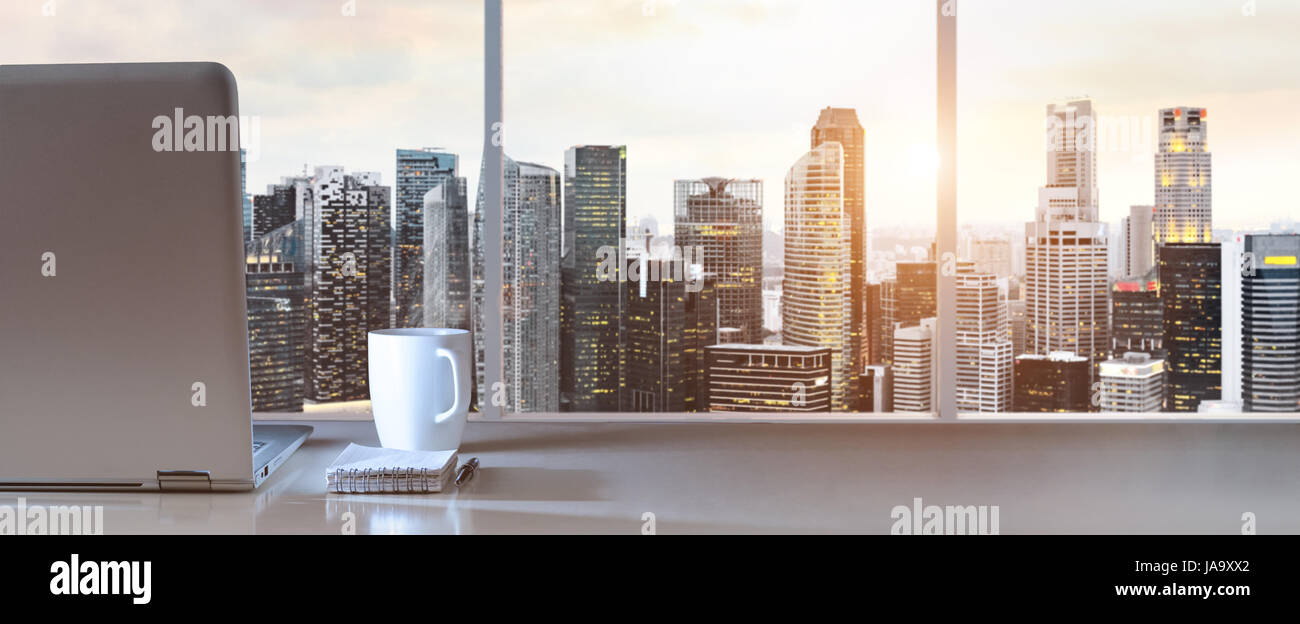 Work place with panoramic view Stock Photo - Alamy