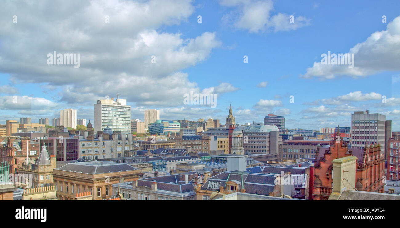 View of the city of Glasgow in Scotland - wide panoramic view Stock ...