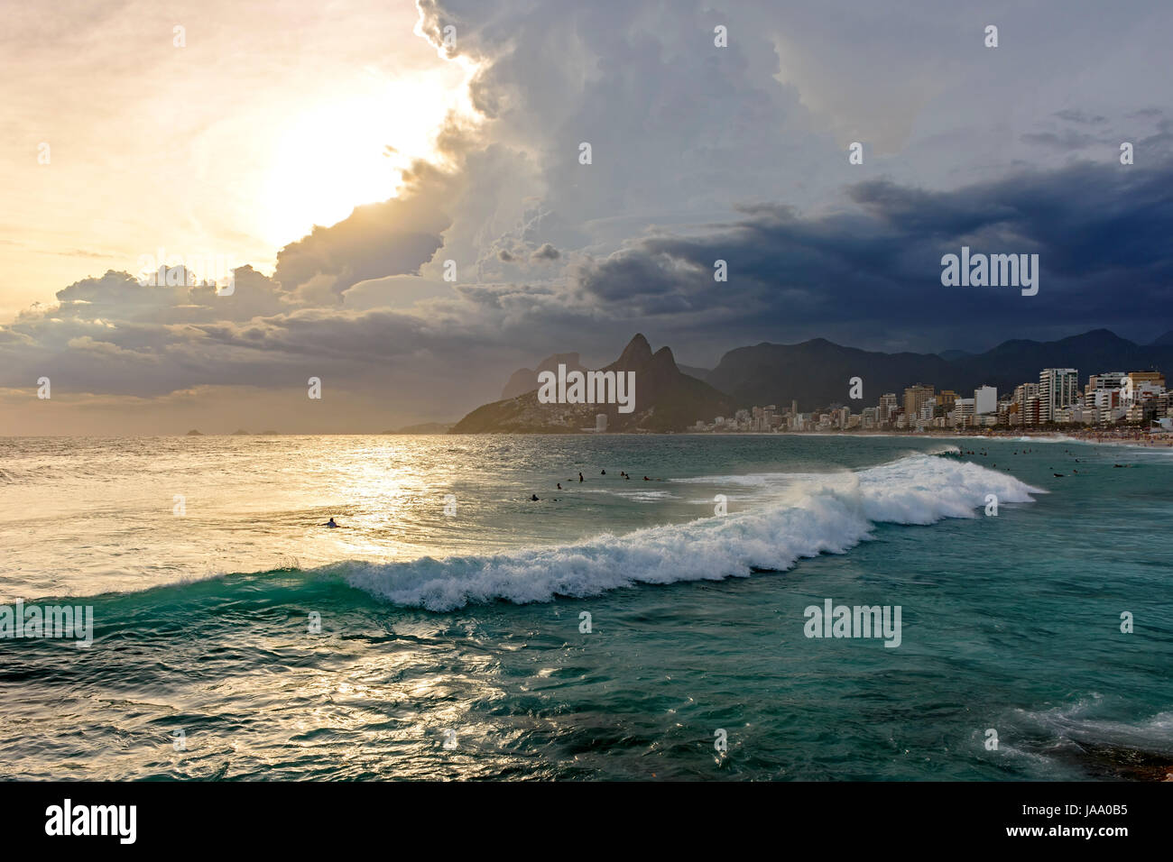 Arpoador beach in Rio de Janeiro, with its stones, buildings and the ...