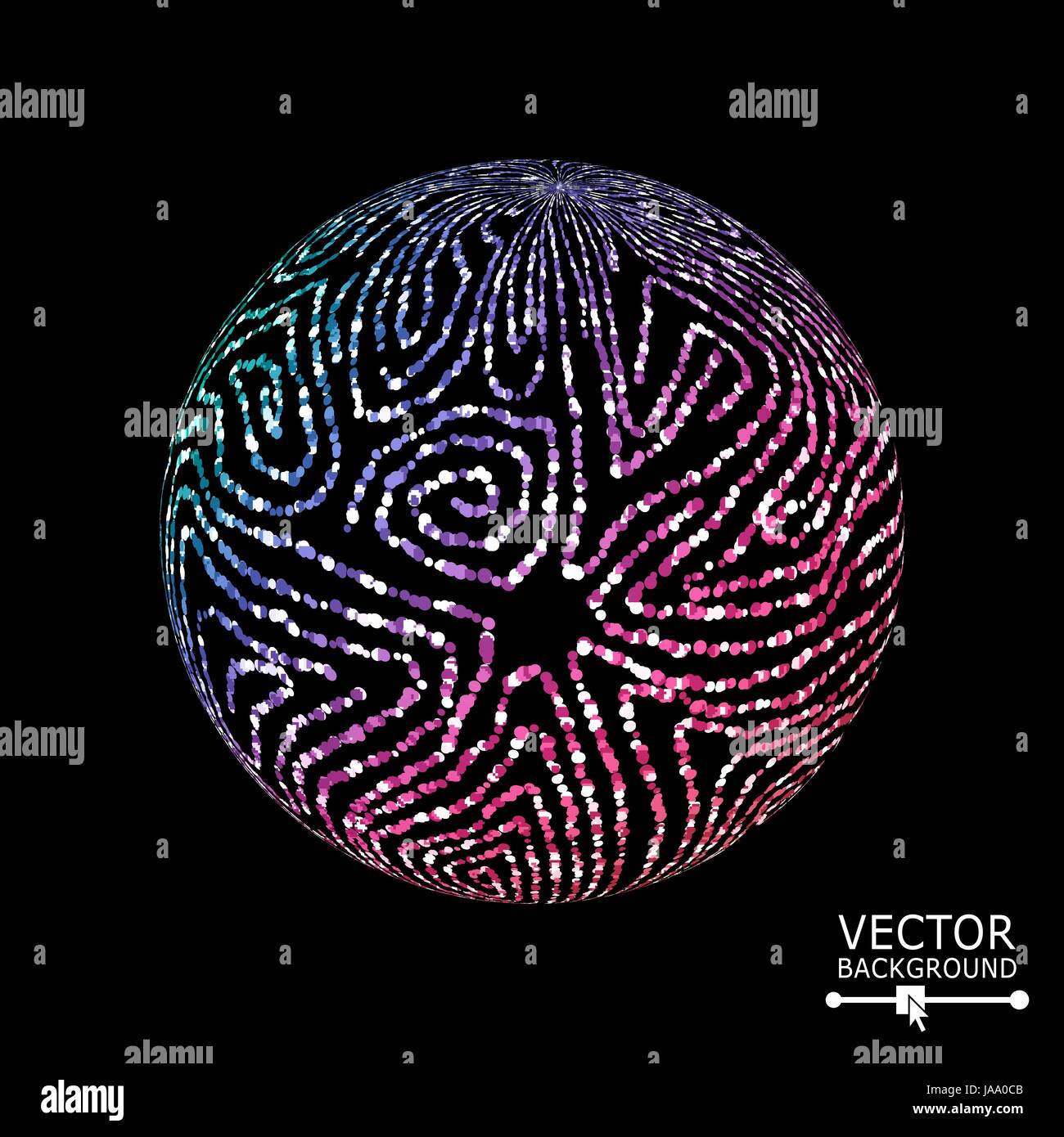 Sphere Background With Swirled Stripes. Vector Glowing Composition ...
