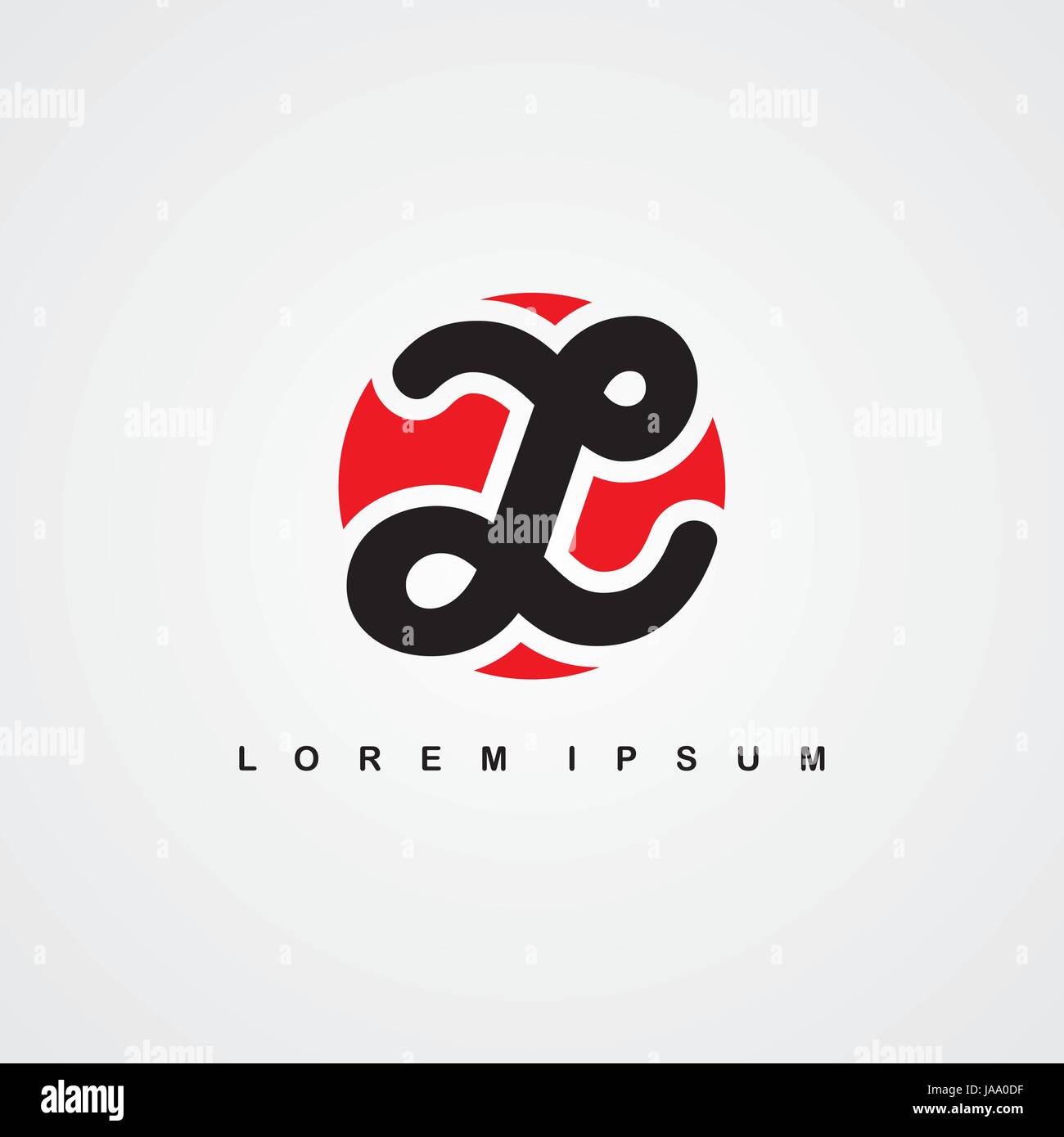 initial letter linked uppercase logo red black theme vector art Stock ...