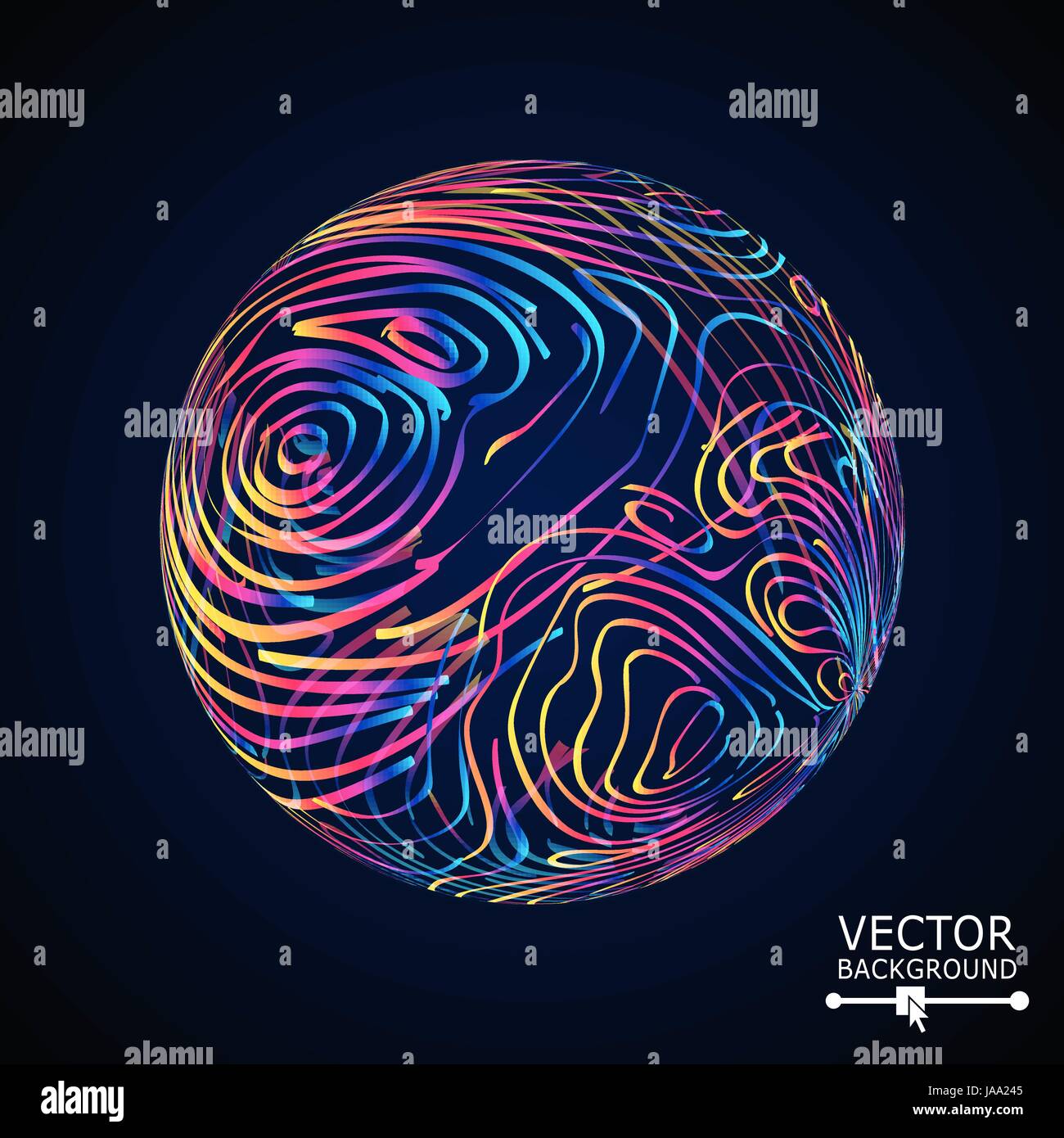 Sphere With Swirled Stripes. Vector Glowing Background Stock Vector ...