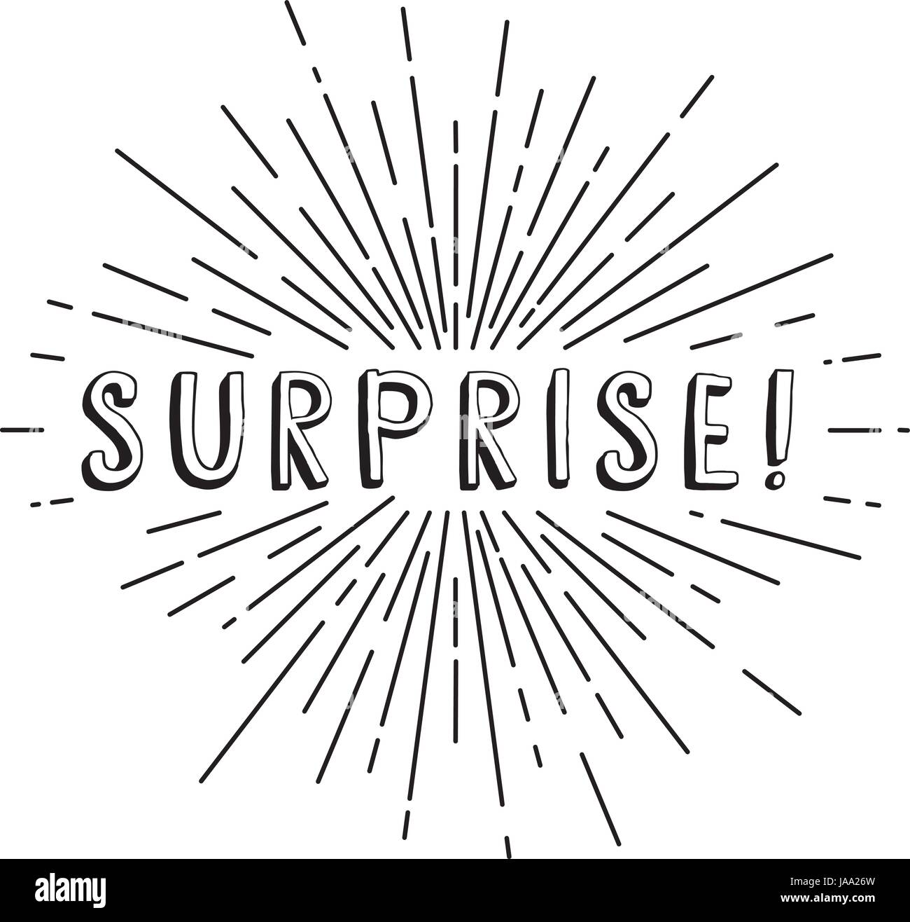 surprise text sunrays retro theme vector art illustration Stock Vector ...
