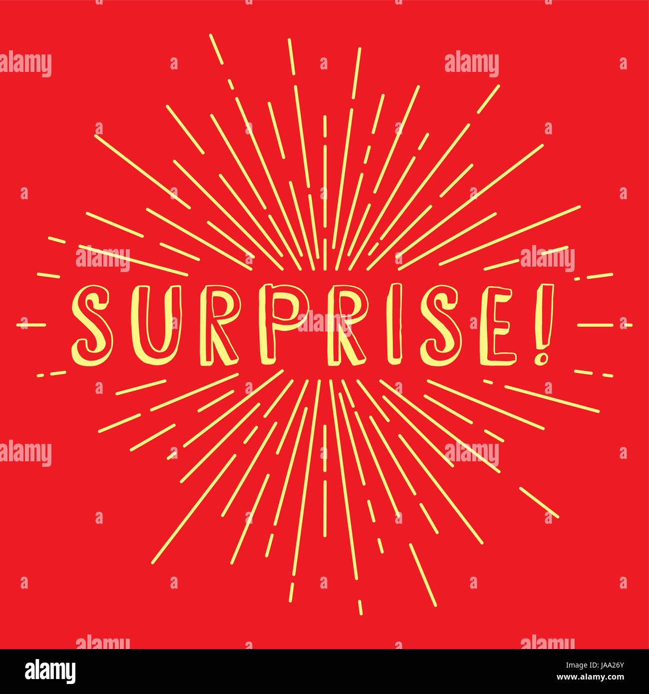 surprise text sunrays retro theme vector art illustration Stock Vector ...