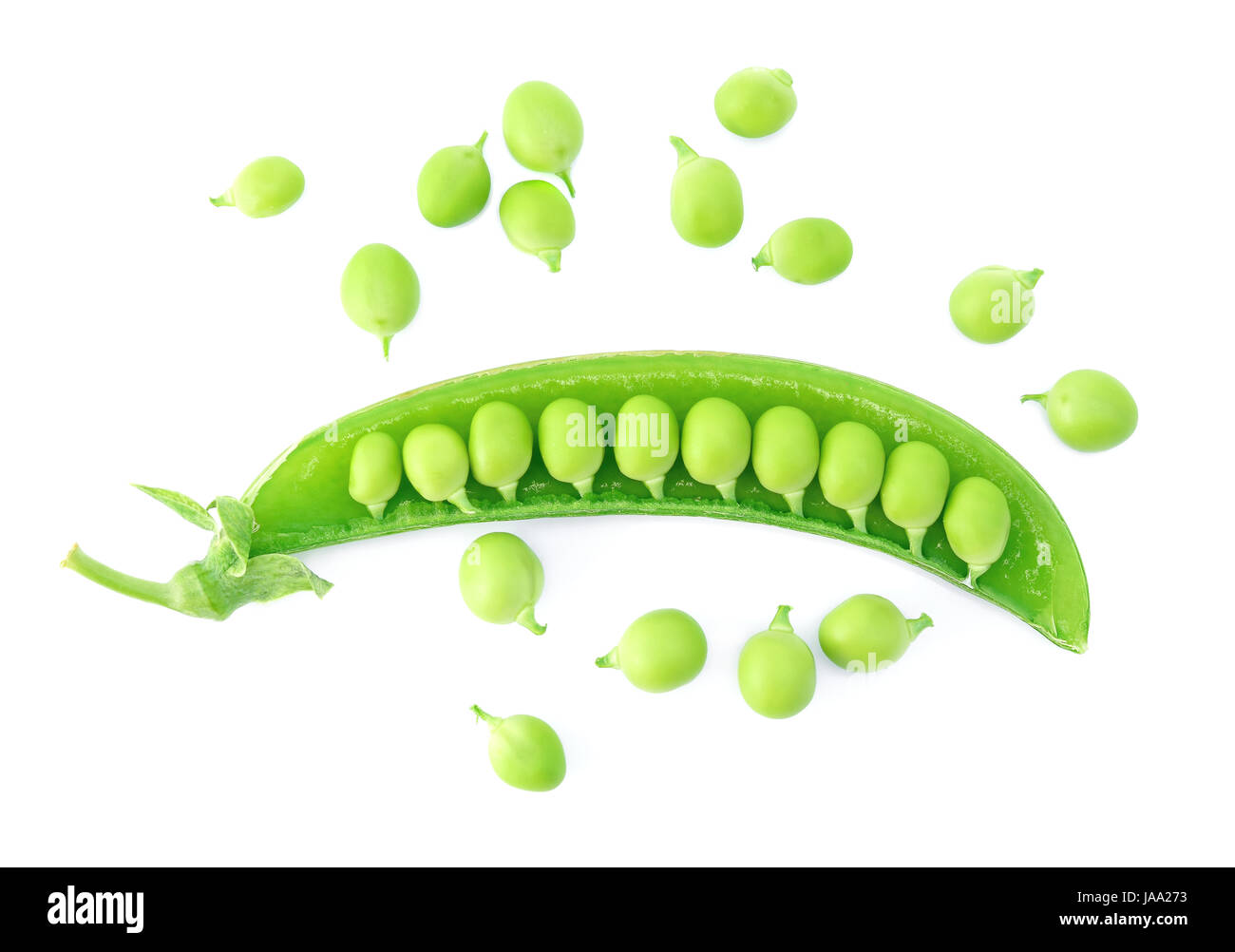 Fresh green pea pod isolated on white background Stock Photo - Alamy