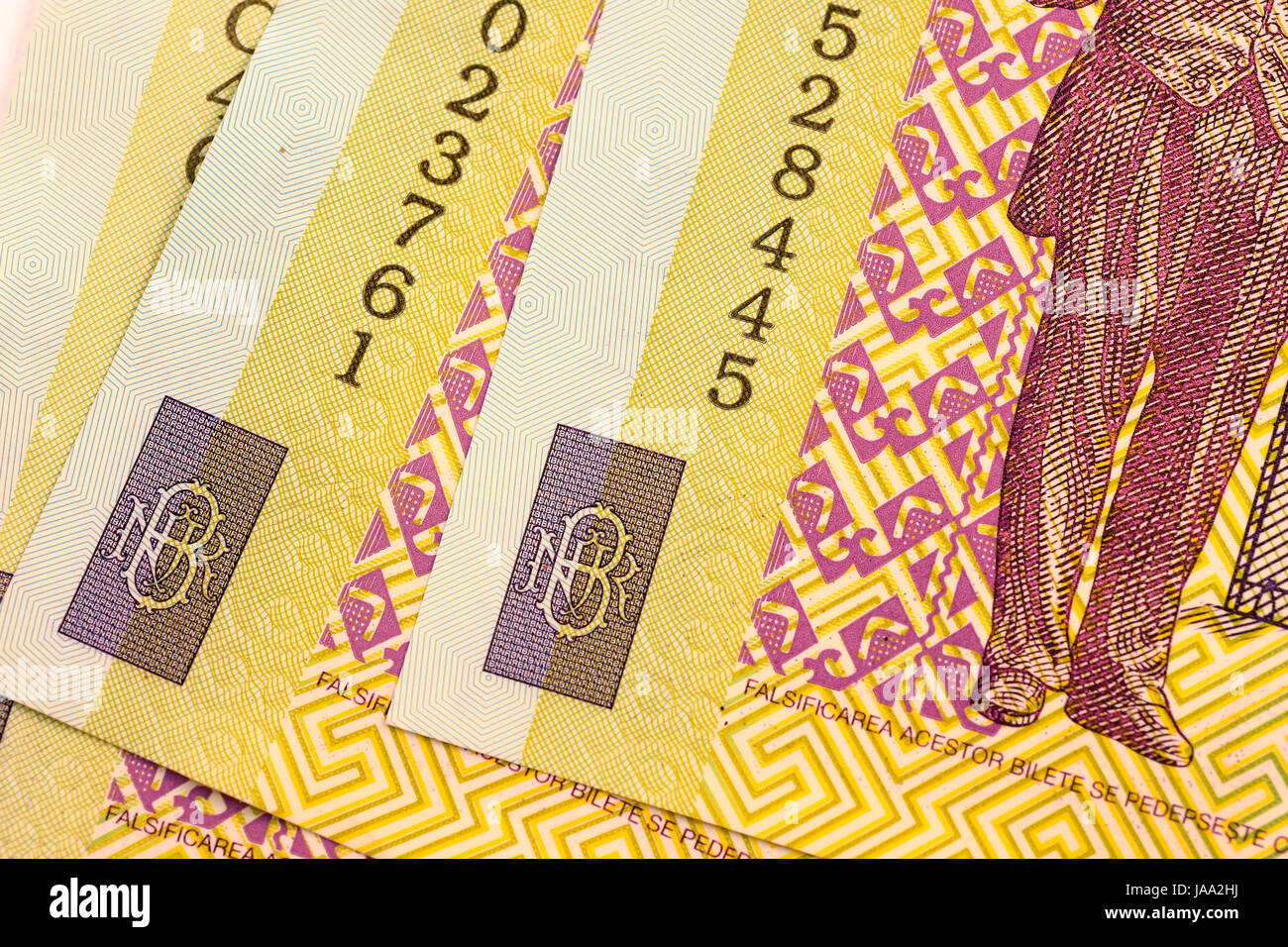 Close up Romanian currency note, banknotes, LEI or LEU, Romania Stock ...