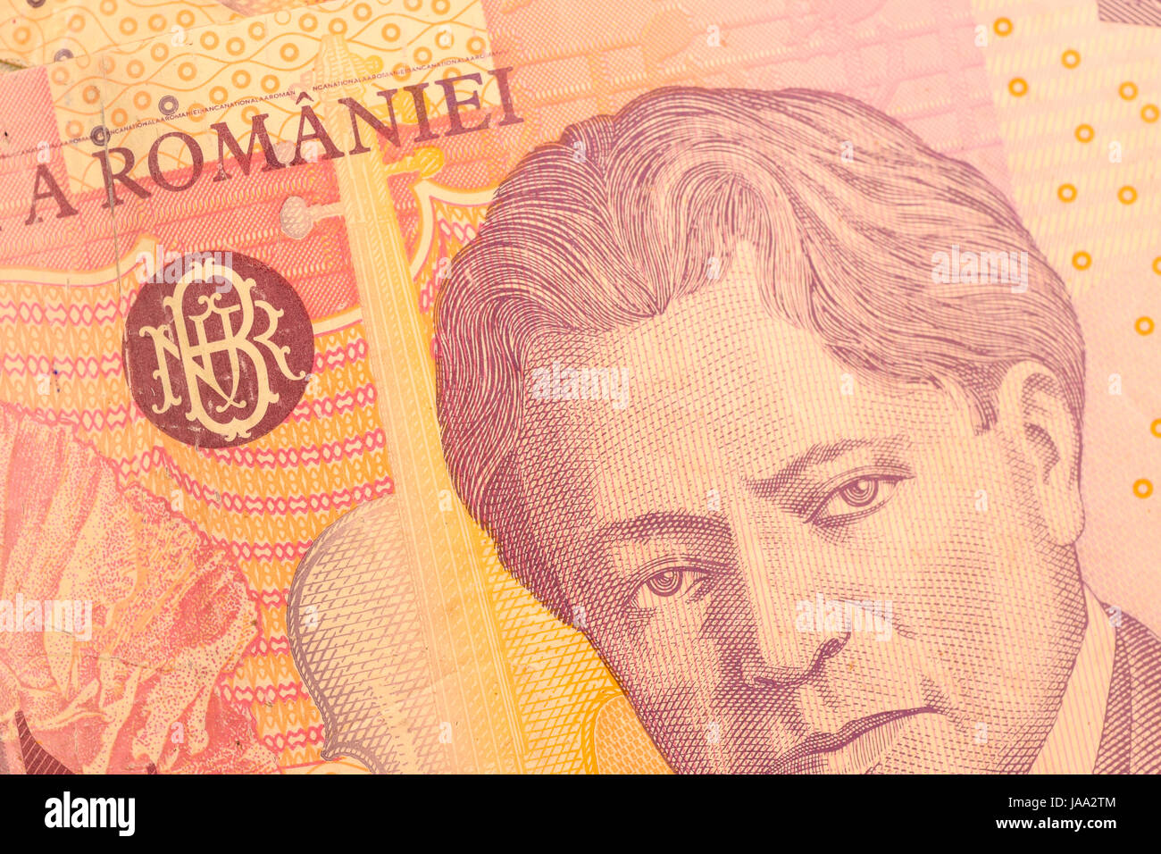 Close up Romanian currency note, banknotes, LEI or LEU, Romania Stock ...