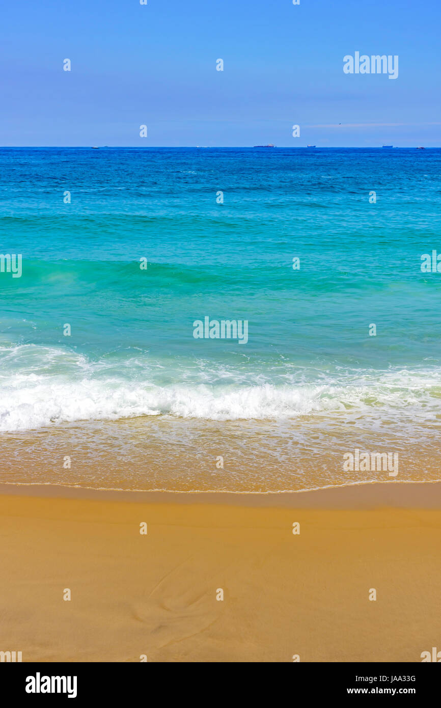 Green and transparent waters on Devil beach in Ipanema, Rio de Janeiro ...