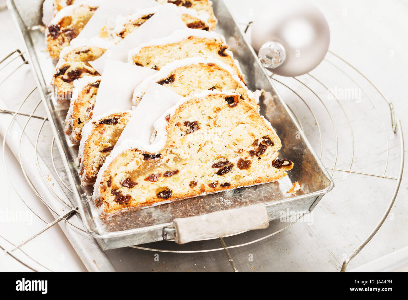 stollen cake for christmas on a metallic tablet Stock Photo - Alamy