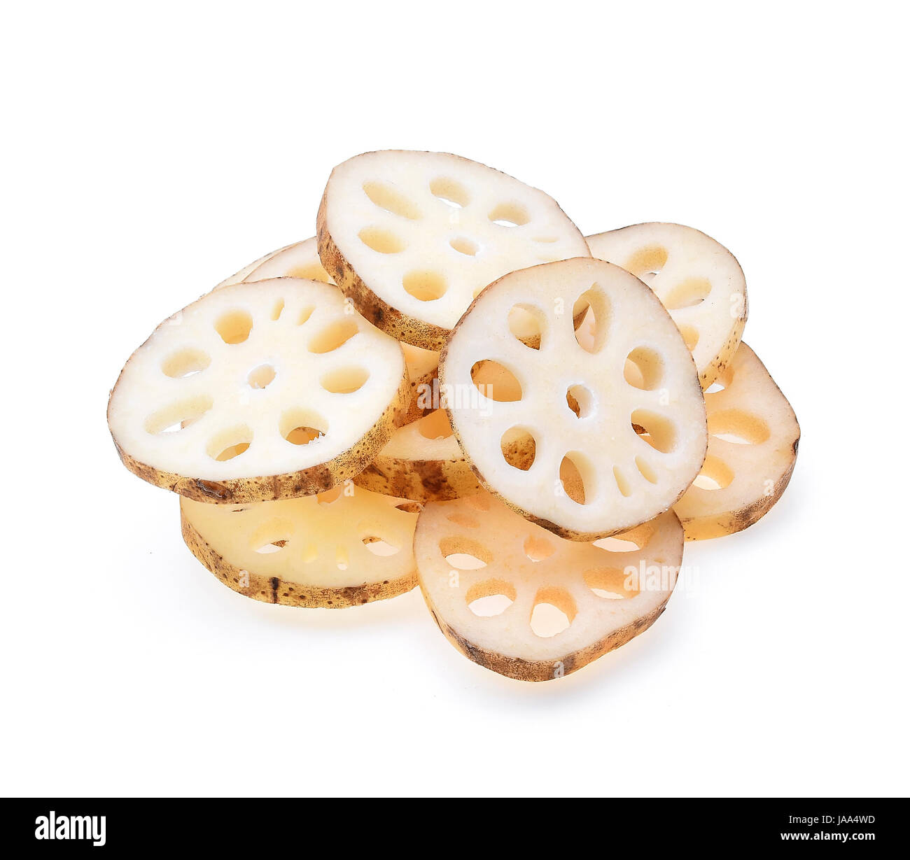 Lotus root on white background Stock Photo - Alamy
