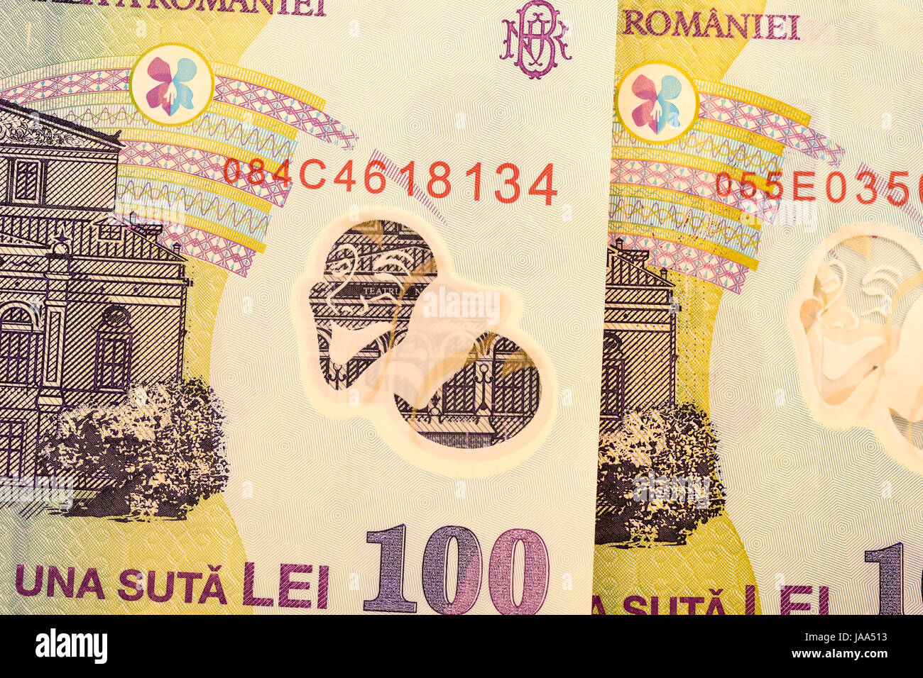 Close up Romanian currency note, banknotes, LEI or LEU, Romania Stock ...