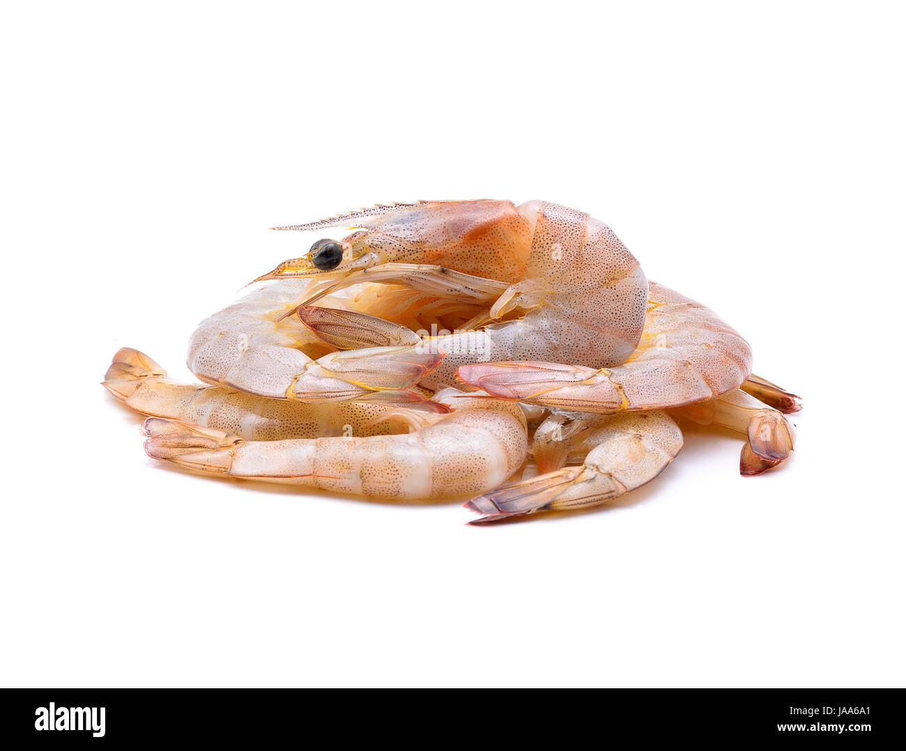 Raw prawns isolated on white background Stock Photo - Alamy