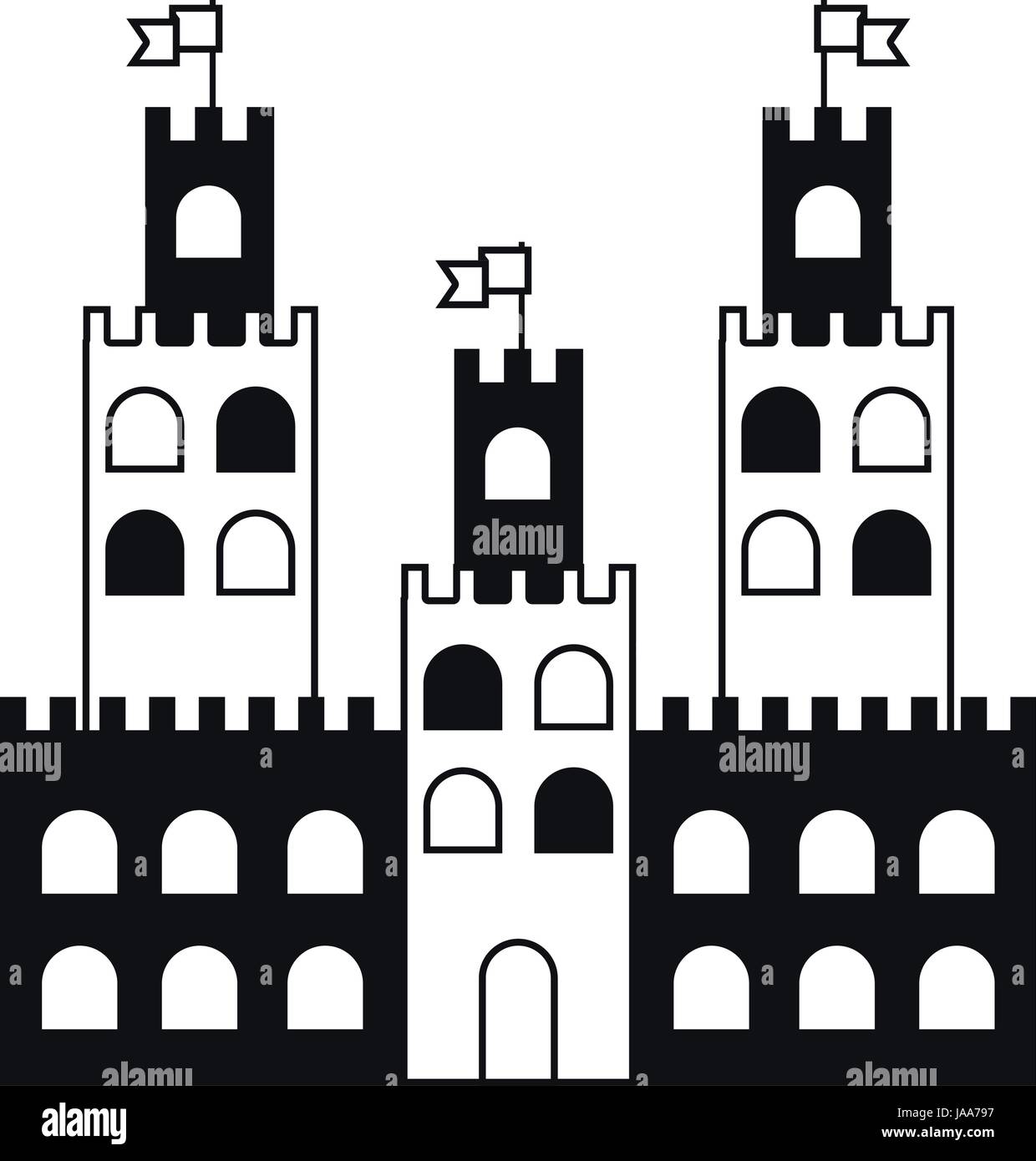 contour castle built on an kingdom to protect them Stock Vector Image ...