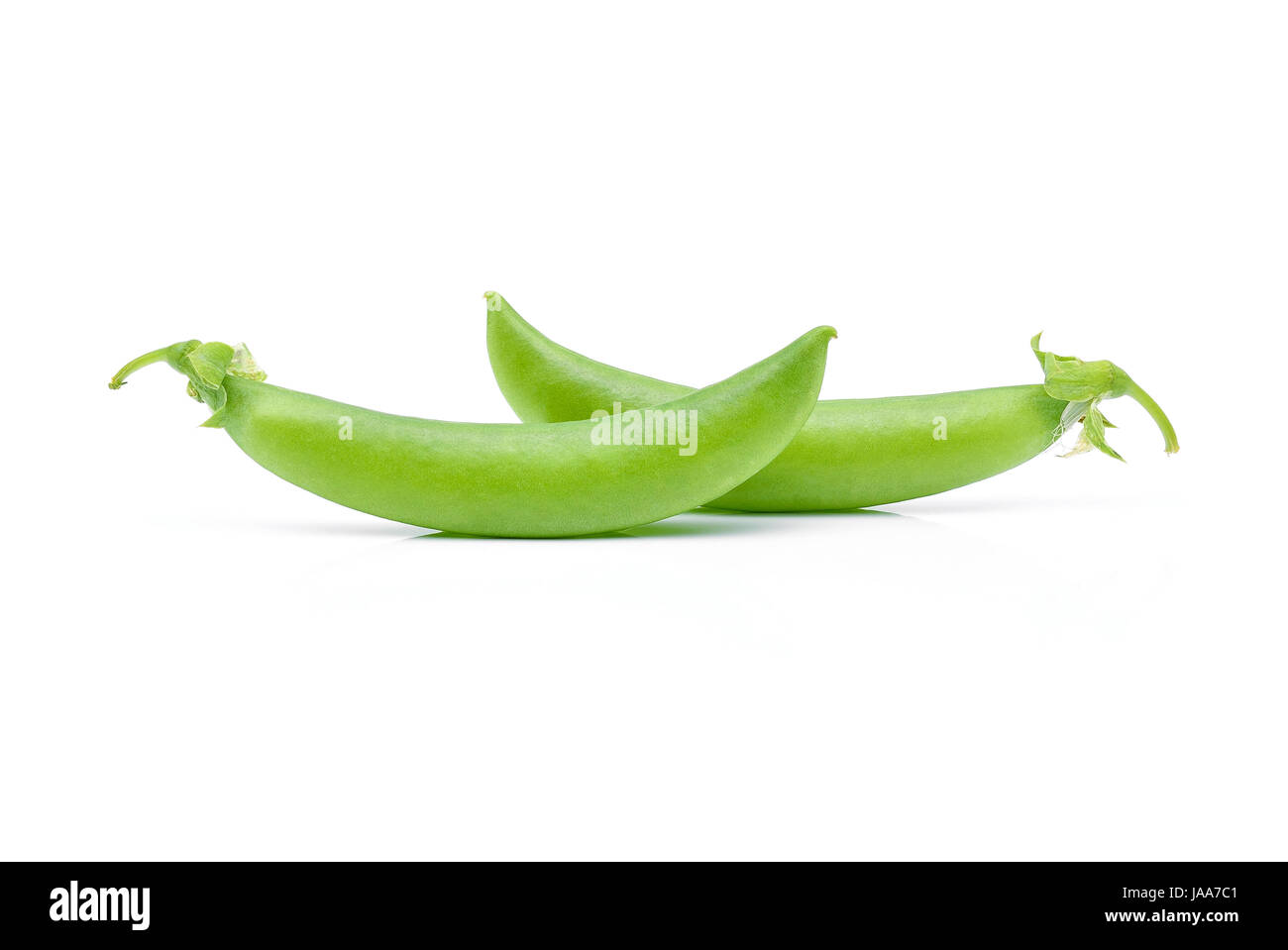 Fresh green pea pod on white background Stock Photo - Alamy