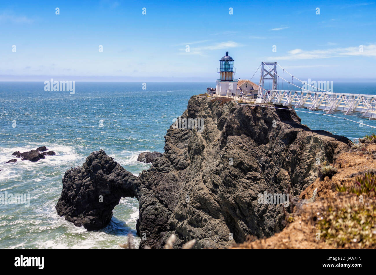 This is an image of the Point Bonita lighthouse located in the Marin ...