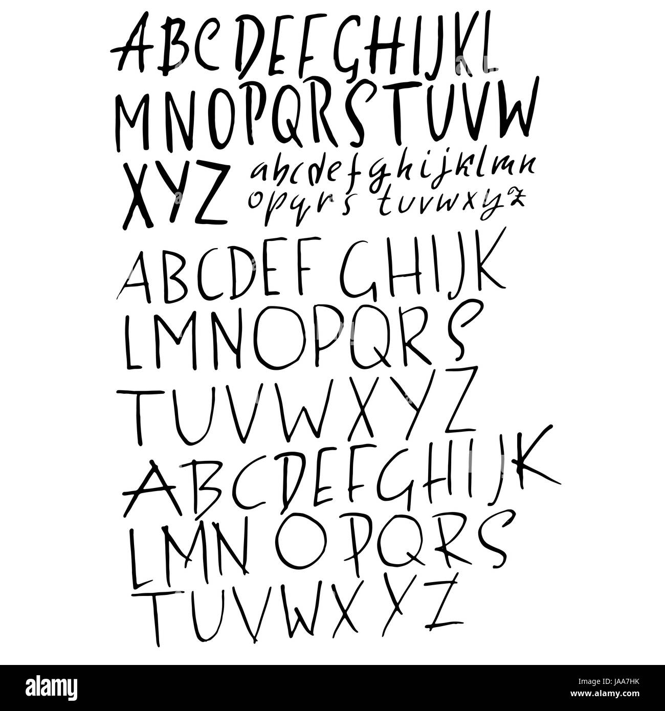 Hand drawn dry brush font. Modern brush lettering. Grunge style ...