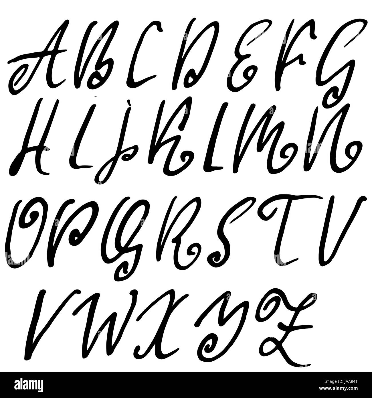 Hand drawn elegant calligraphy font. Modern brush lettering. Grunge ...