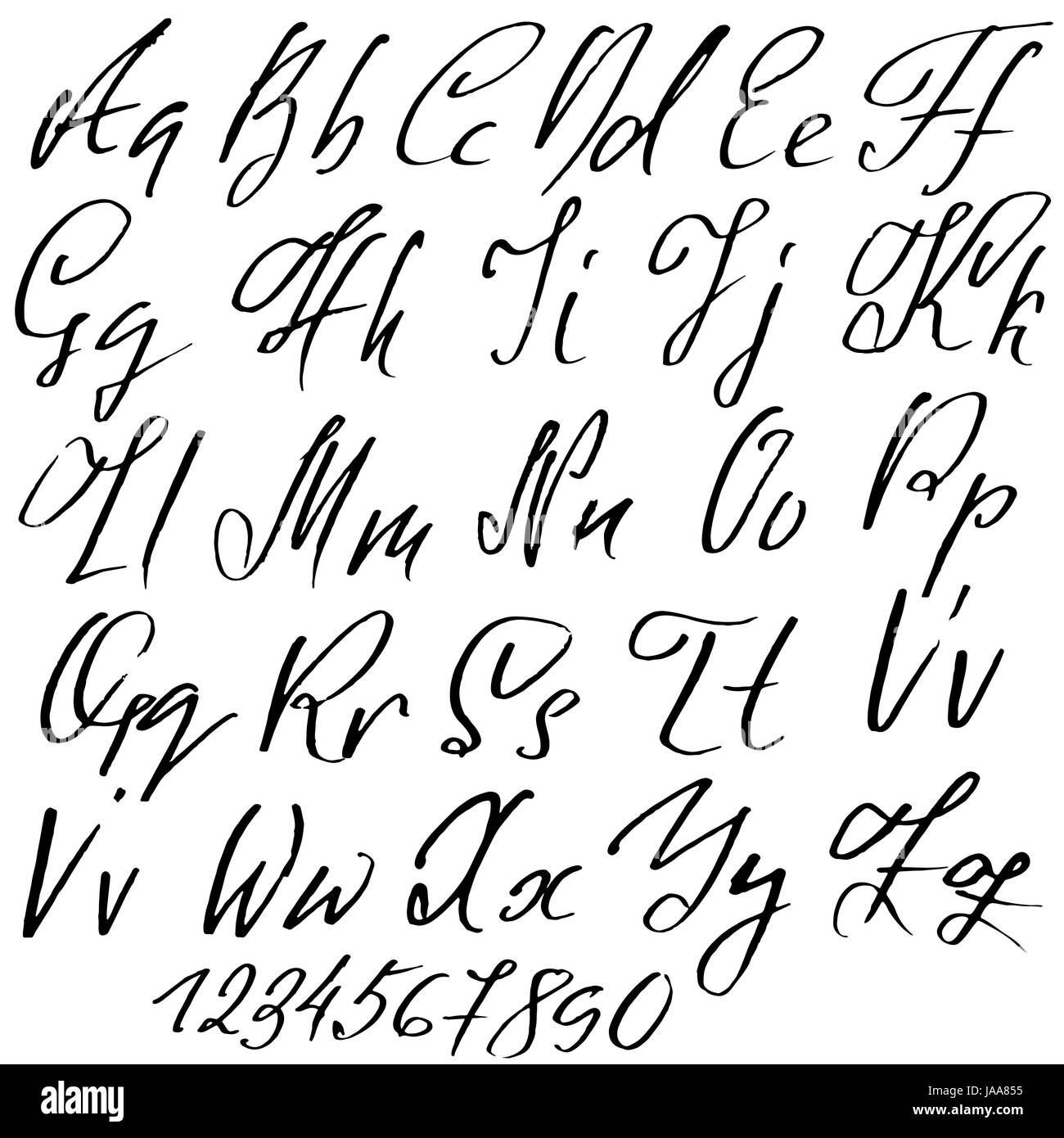 Hand drawn elegant calligraphy font. Modern brush lettering. Grunge ...