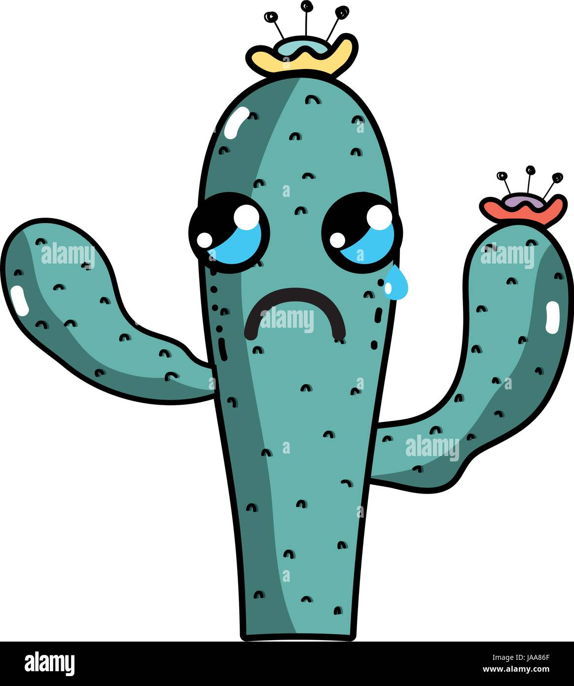 kawaii nice and crying cactus plant Stock Vector Image & Art - Alamy