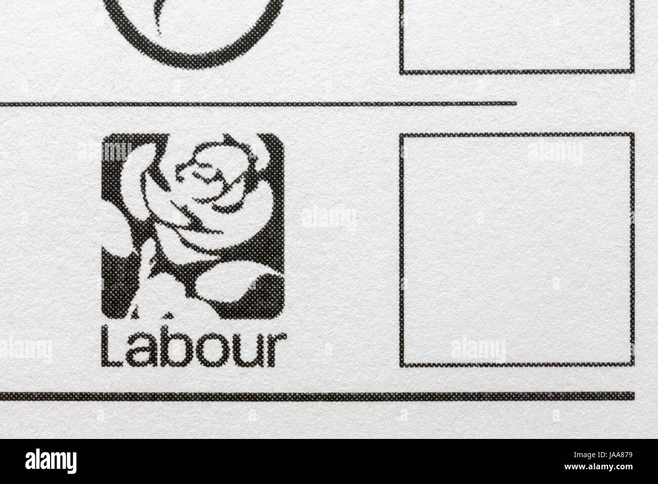Labour box on Postal Ballot Paper for General Election in the UK on ...