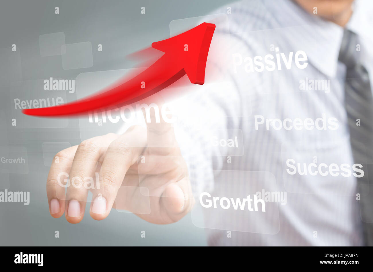 Businessman pointing a rising arrow, representing business growth Stock ...