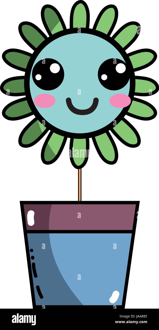 Vector kawaii flower pot Stock Vector Images - Alamy