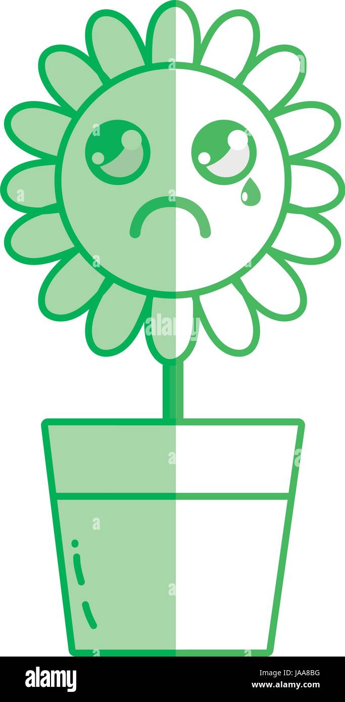 silhouette kawaii beauty and crying flower plant Stock Vector Image ...