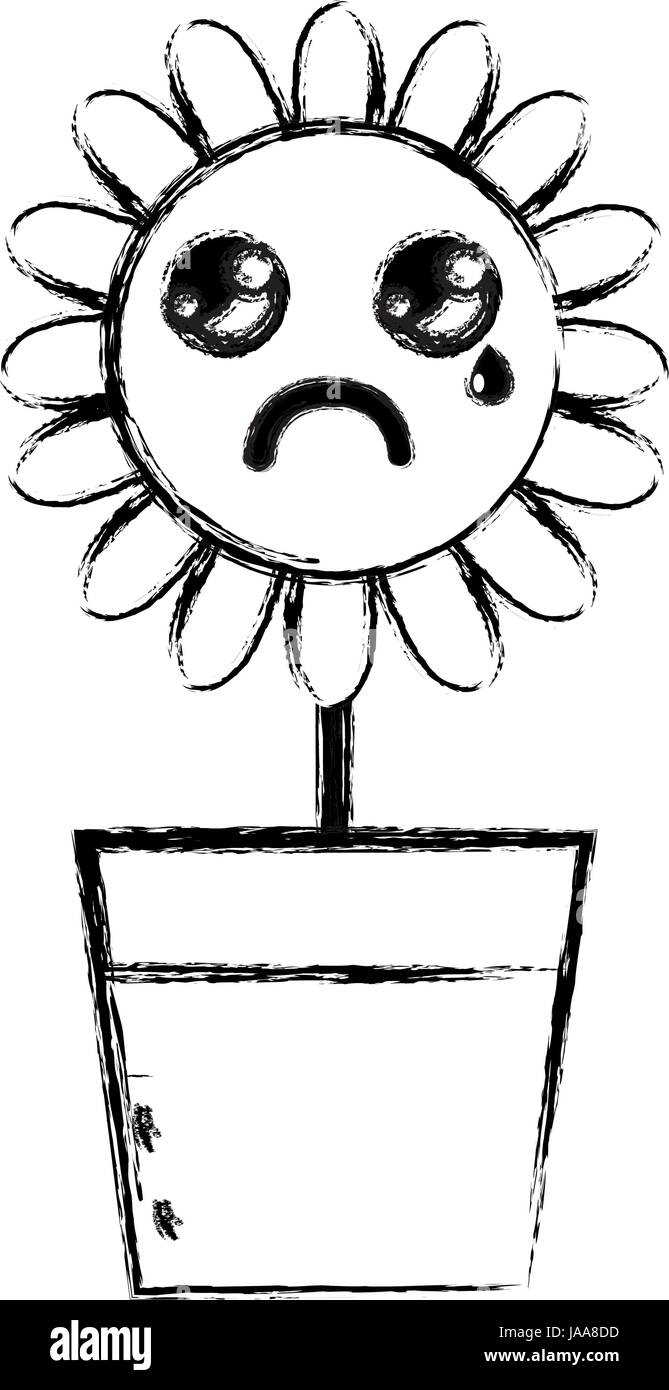 figure kawaii beauty and crying flower plant Stock Vector Image & Art ...