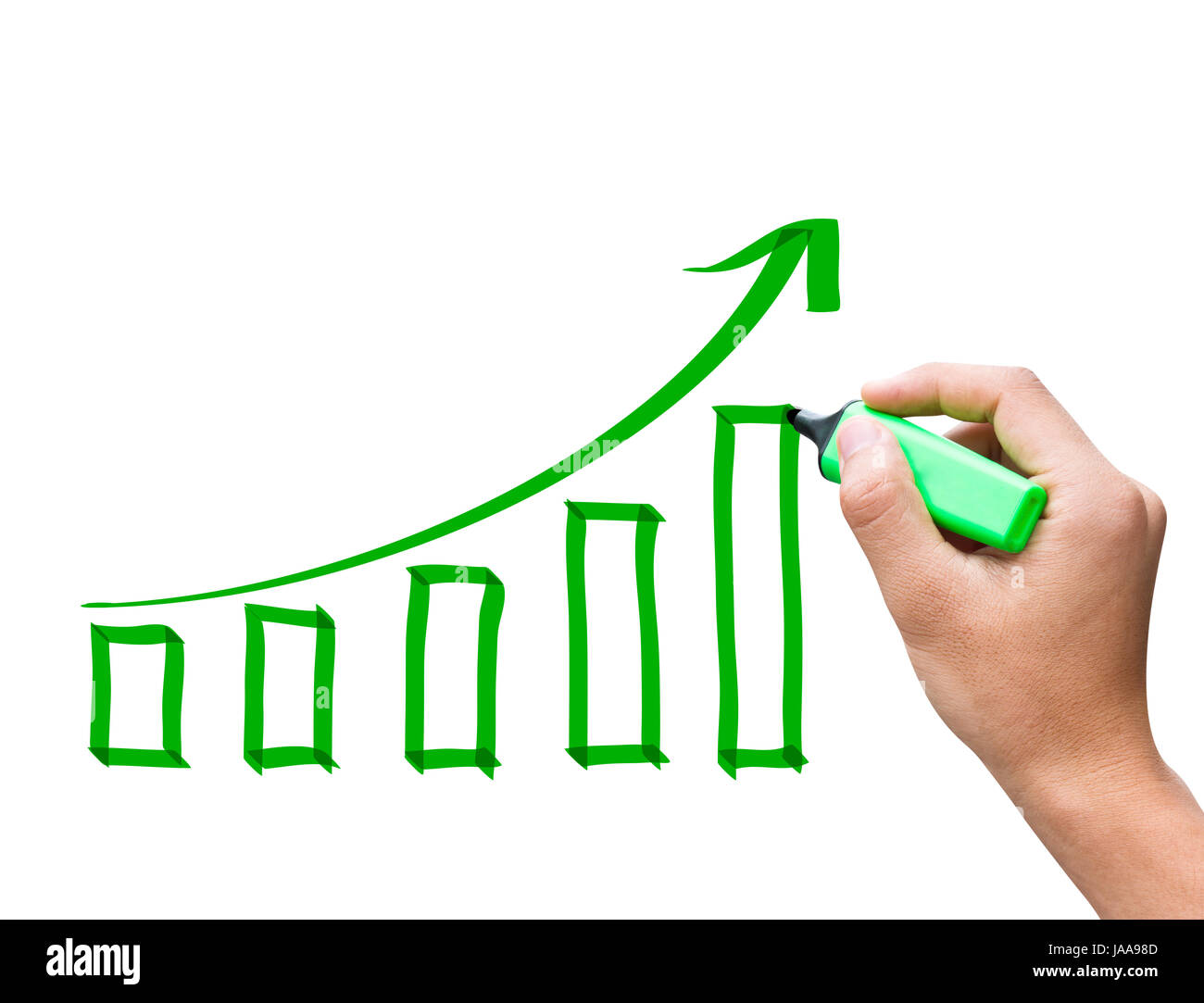 Male hand drawing a growth chart Stock Photo - Alamy