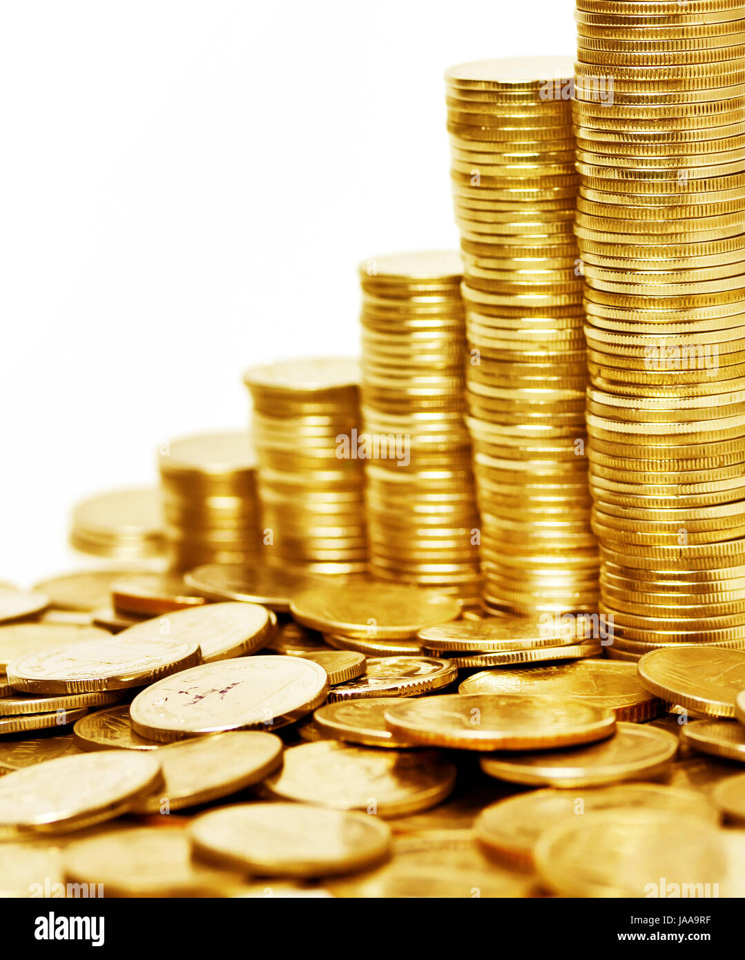Gold coin stack isolated on white background Stock Photo - Alamy