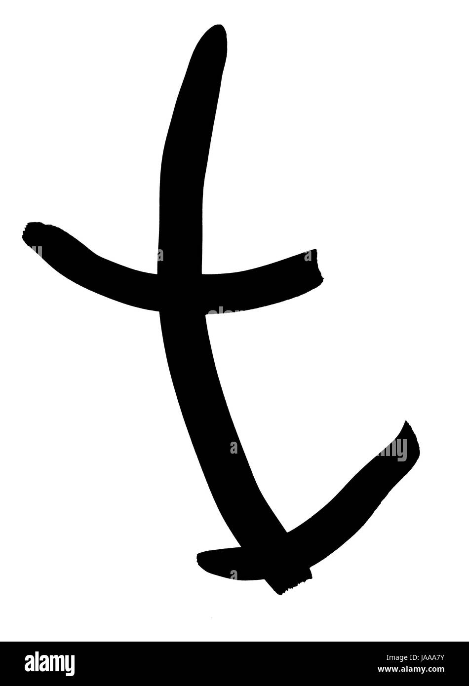 letter T hand written in black ink on white background Stock Photo - Alamy