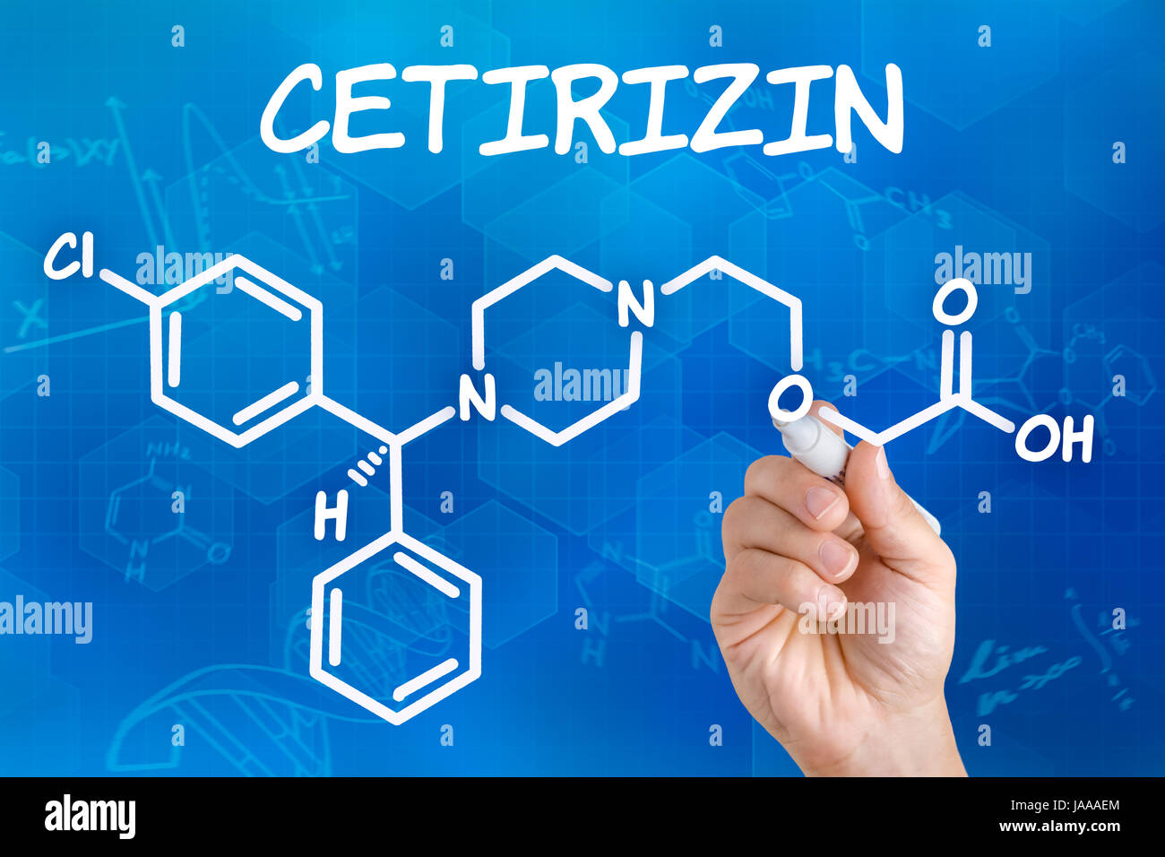 hand draws chemical structural formula of cetirizine Stock Photo - Alamy