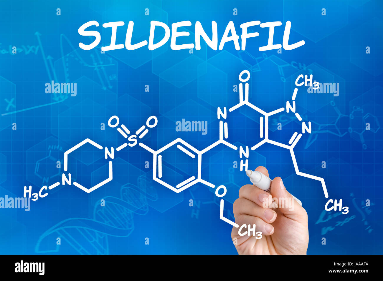 hand draws chemical structural formula of sildenafil Stock Photo - Alamy