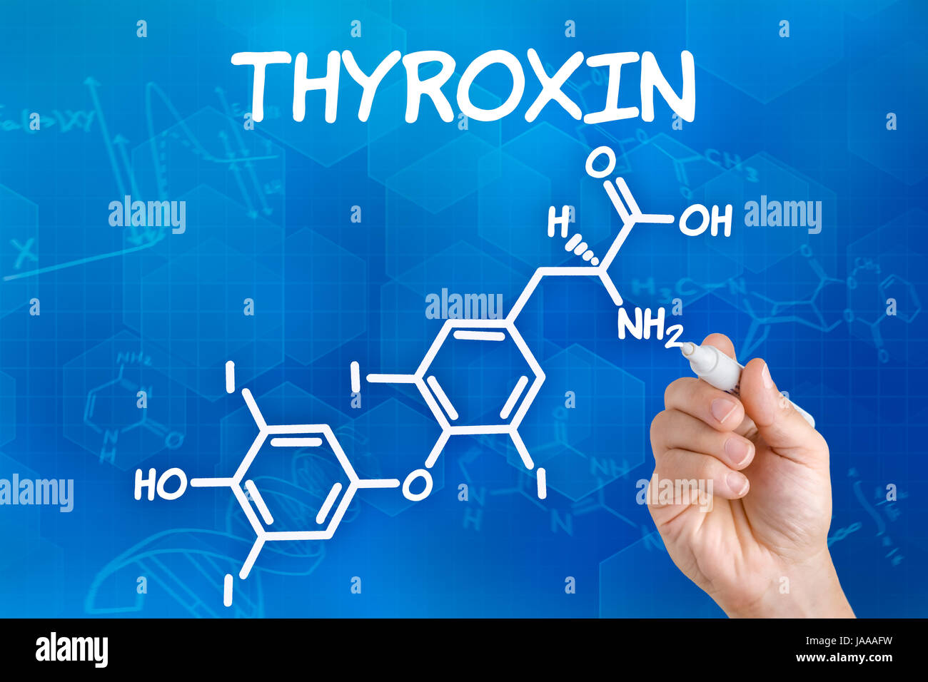 hand draws chemical structural formula of thyroxine Stock Photo - Alamy