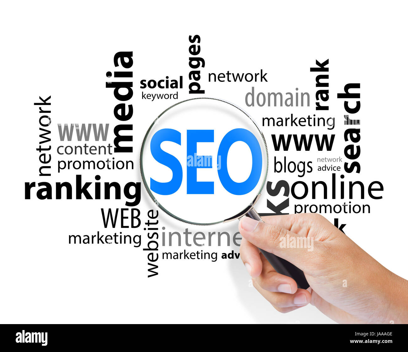 Magnifying Glass with SEO search, internet concept Stock Photo - Alamy