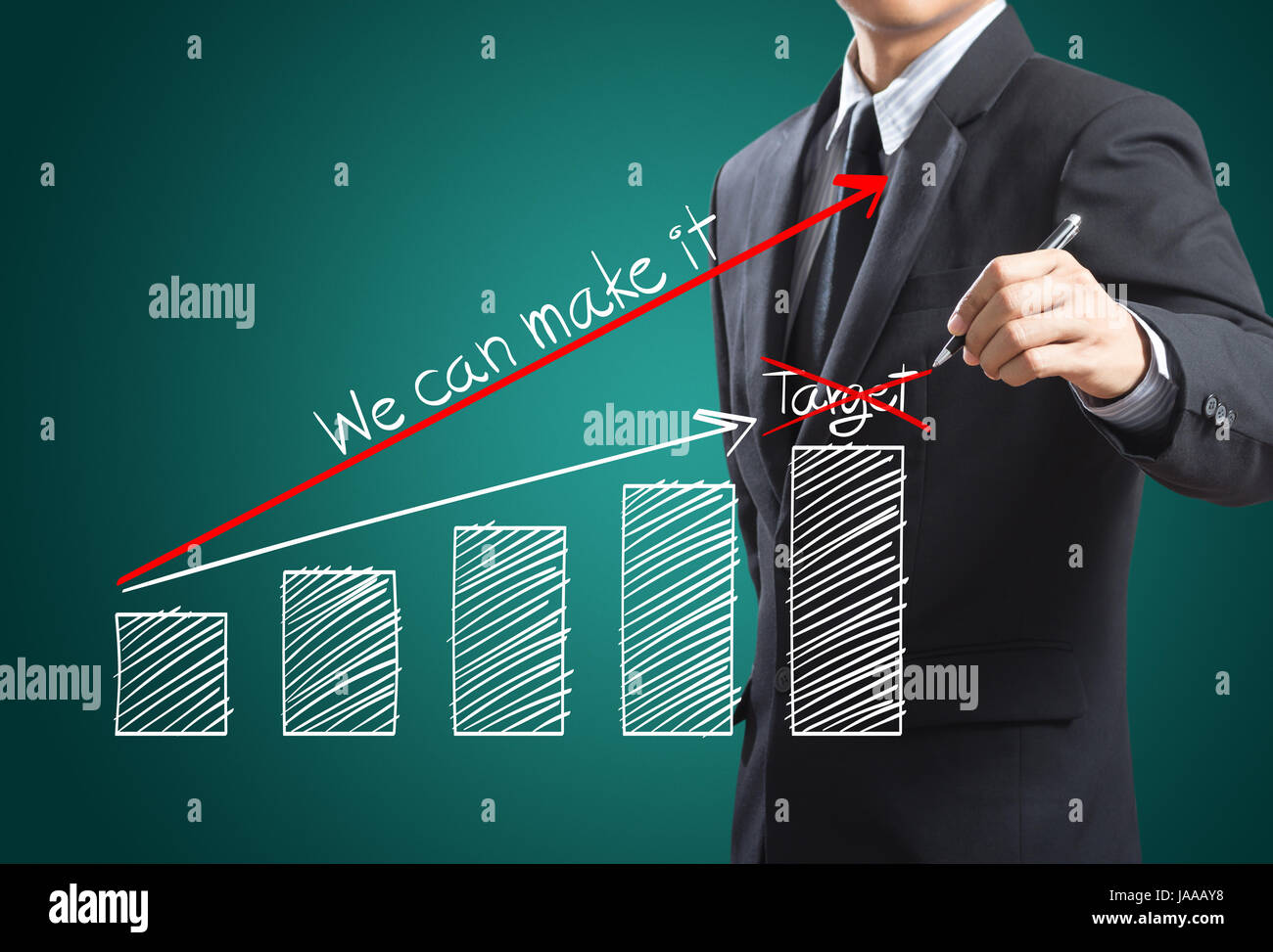 Business man drawing a growth chart, Success in business concept Stock ...