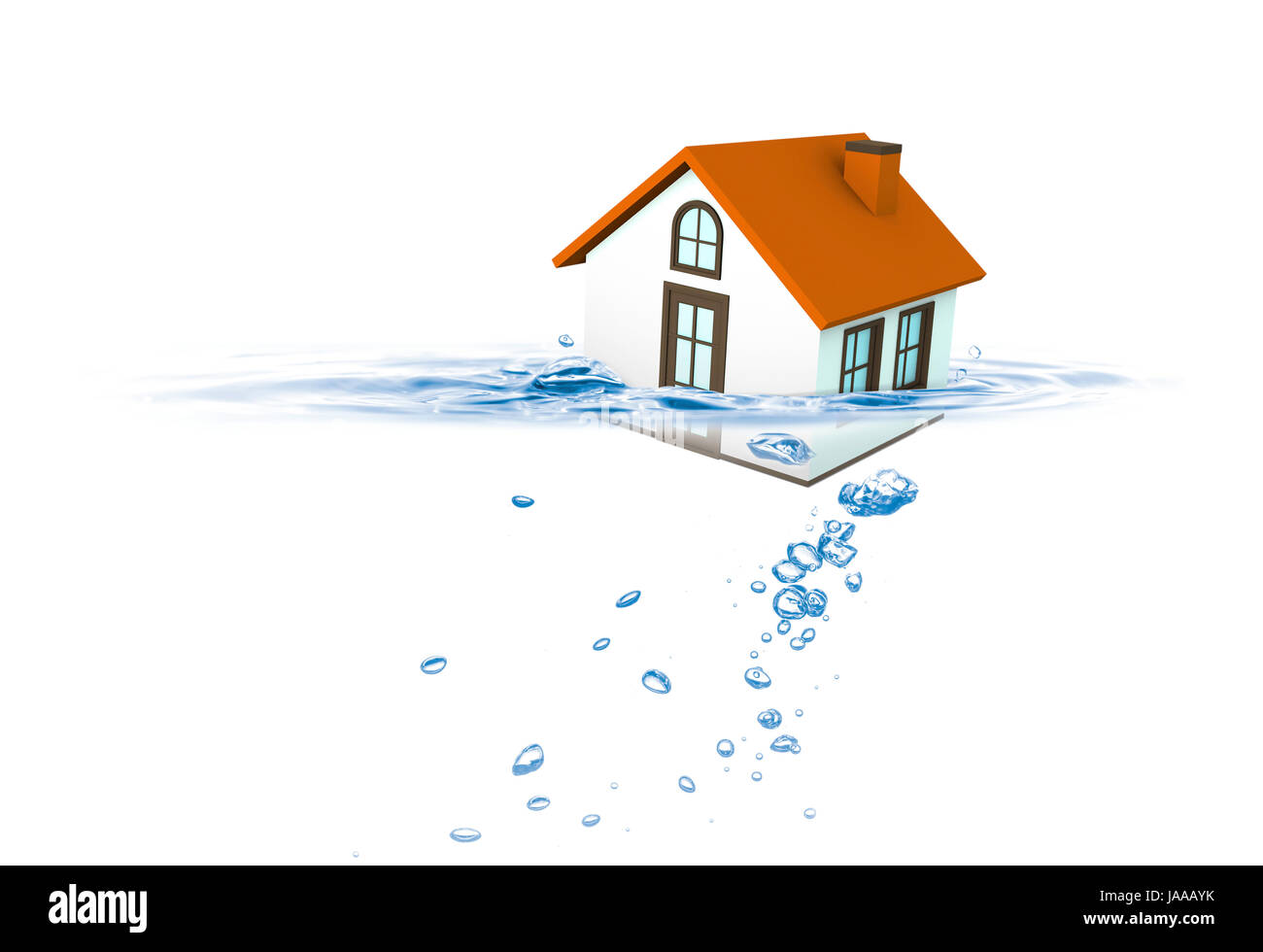 House sinking in water, Real estate housing crisis, Insurance concept ...