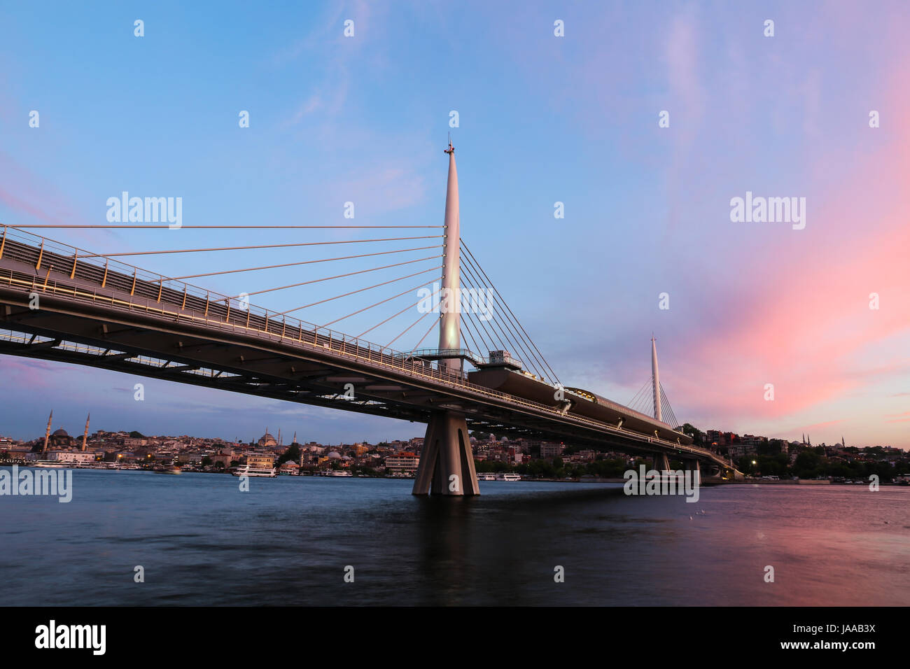 Golden Horn Metro Bridge in Istanbul City, Turkey Stock Photo - Alamy