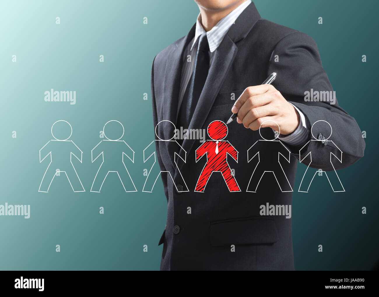 Business man drawing leadership concept, Think different Stock Photo ...
