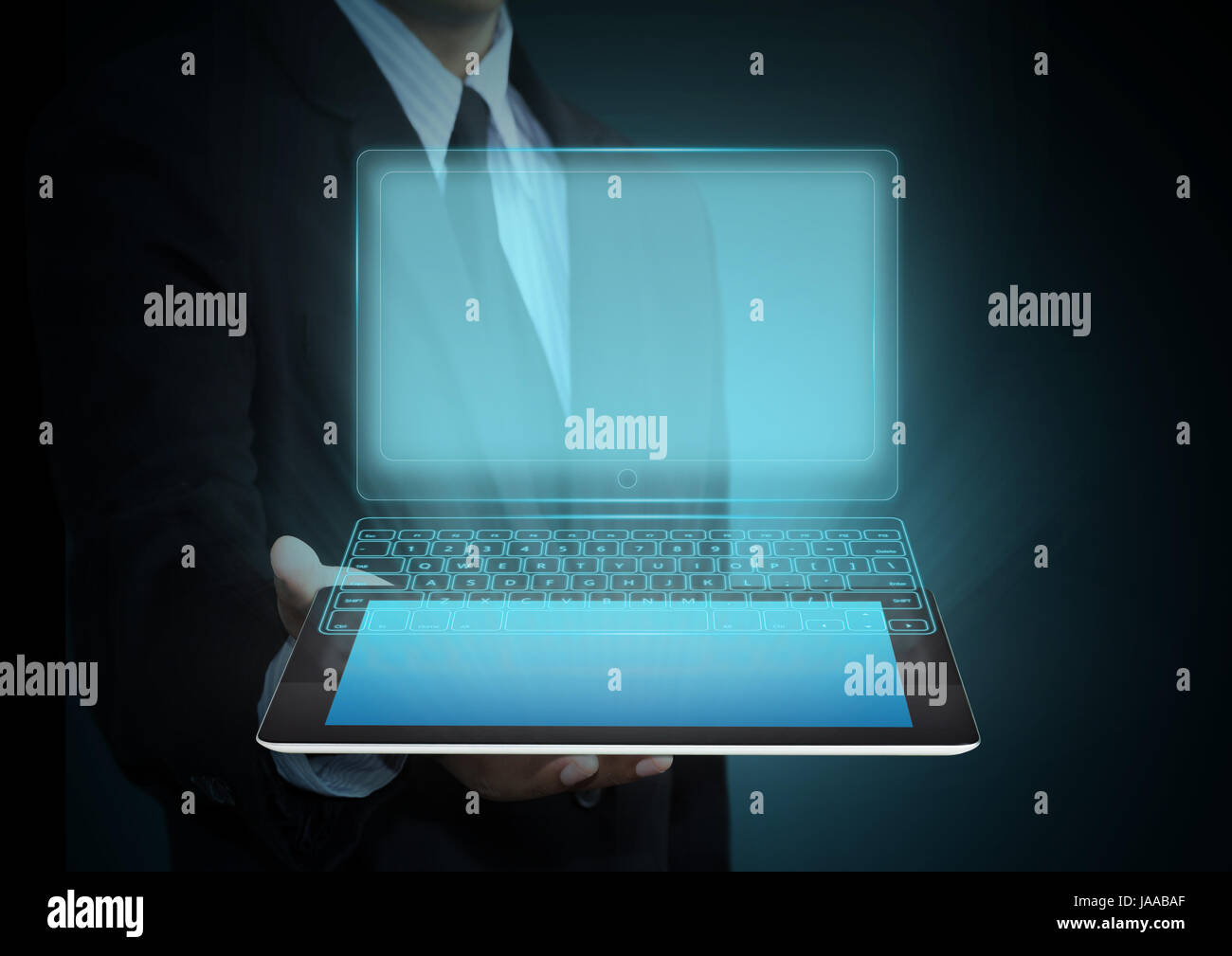 Modern touch screen tablet technology and social media in hand Stock ...