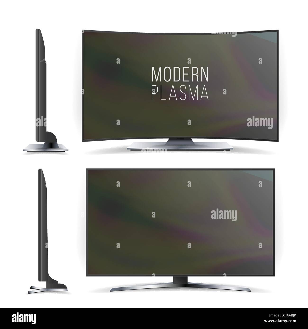 Screen Lcd Plasma Vector. Television Set. Curved and Flat TV screen lcd ...