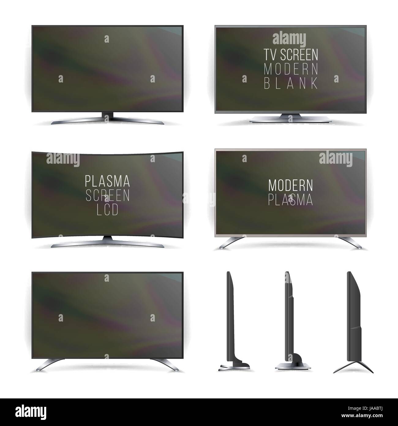Screen Lcd Plasma Vector. Television Set. Curved and Flat TV screen lcd ...