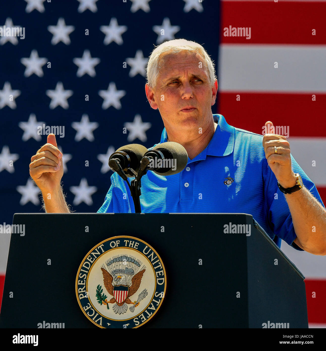Vice President Mike Pence addresses the crowd at Senator Joni Ernst's ...