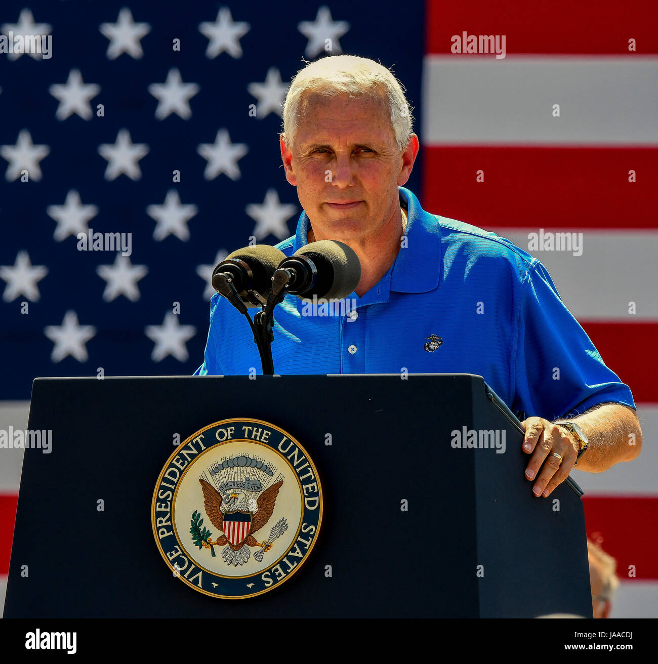 Vice President Mike Pence addresses the crowd at Senator Joni Ernst's ...