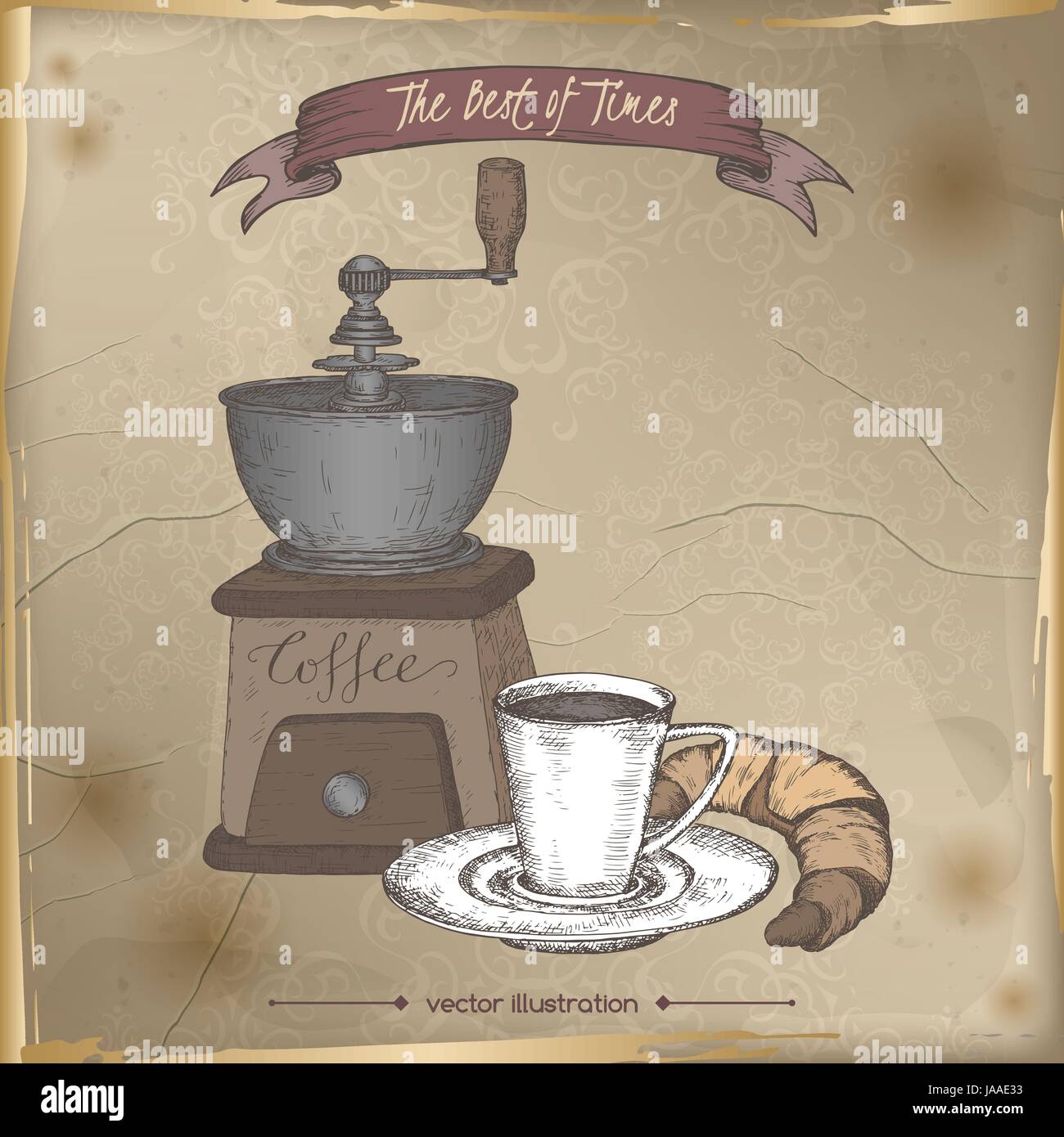 Coffee cup vintage mill Stock Vector Images - Alamy