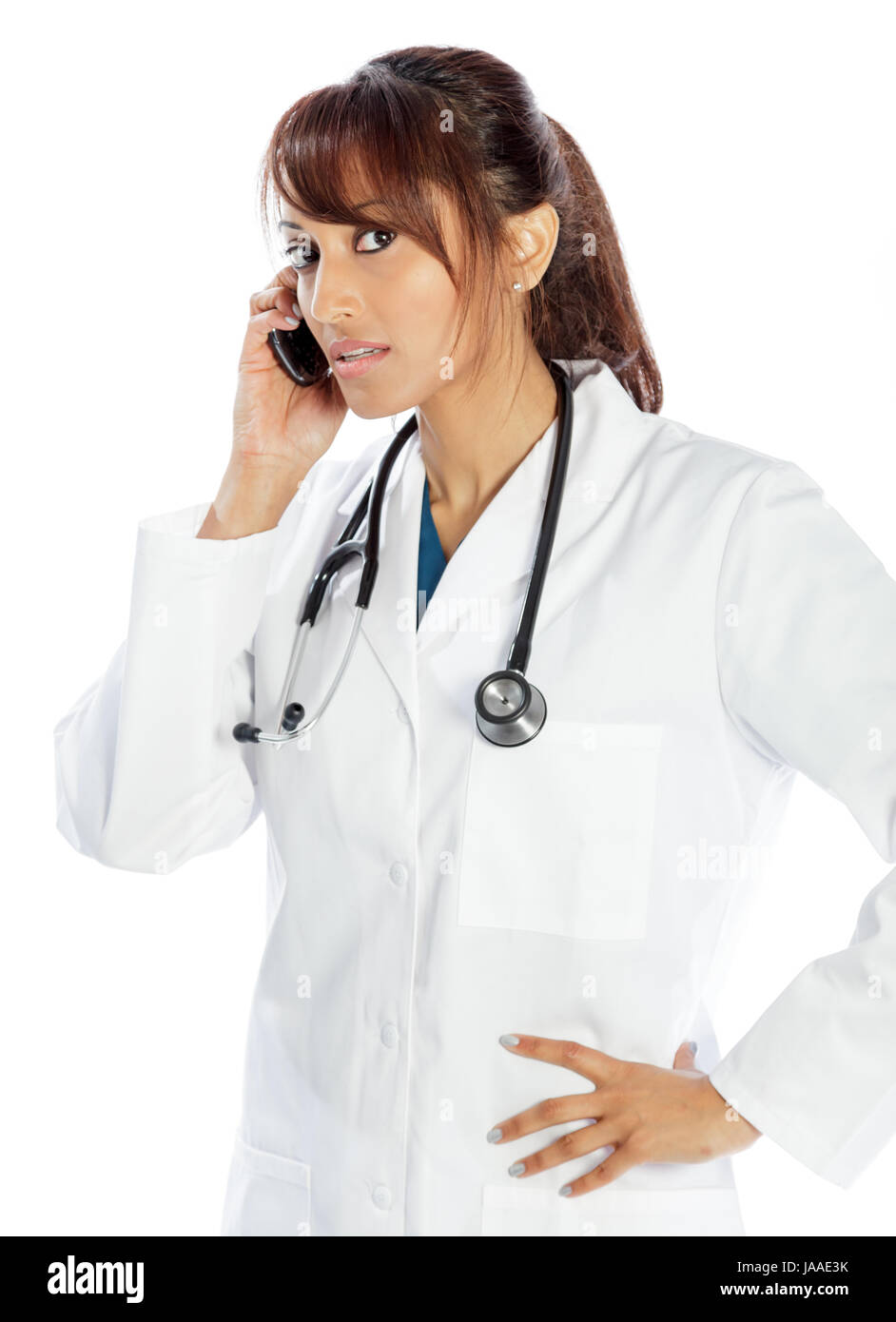 Indian doctor talking on telephone hi-res stock photography and images ...