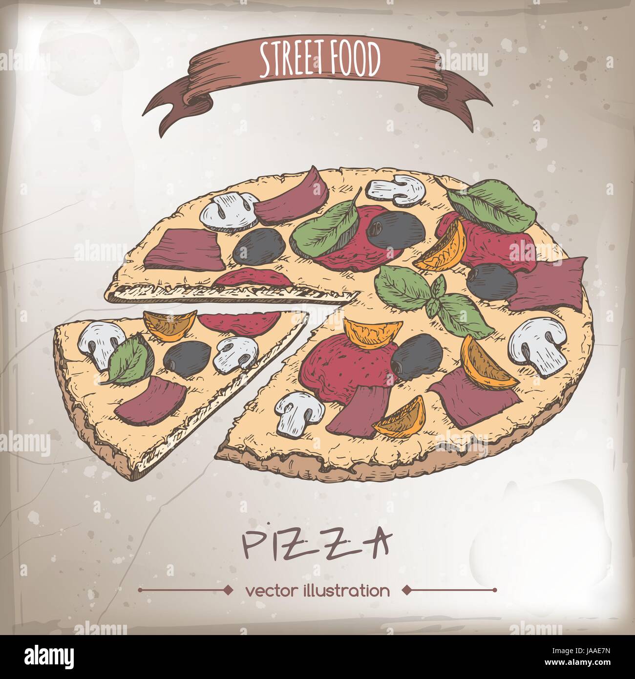 Pizza drawing color pizza line hi-res stock photography and images - Alamy