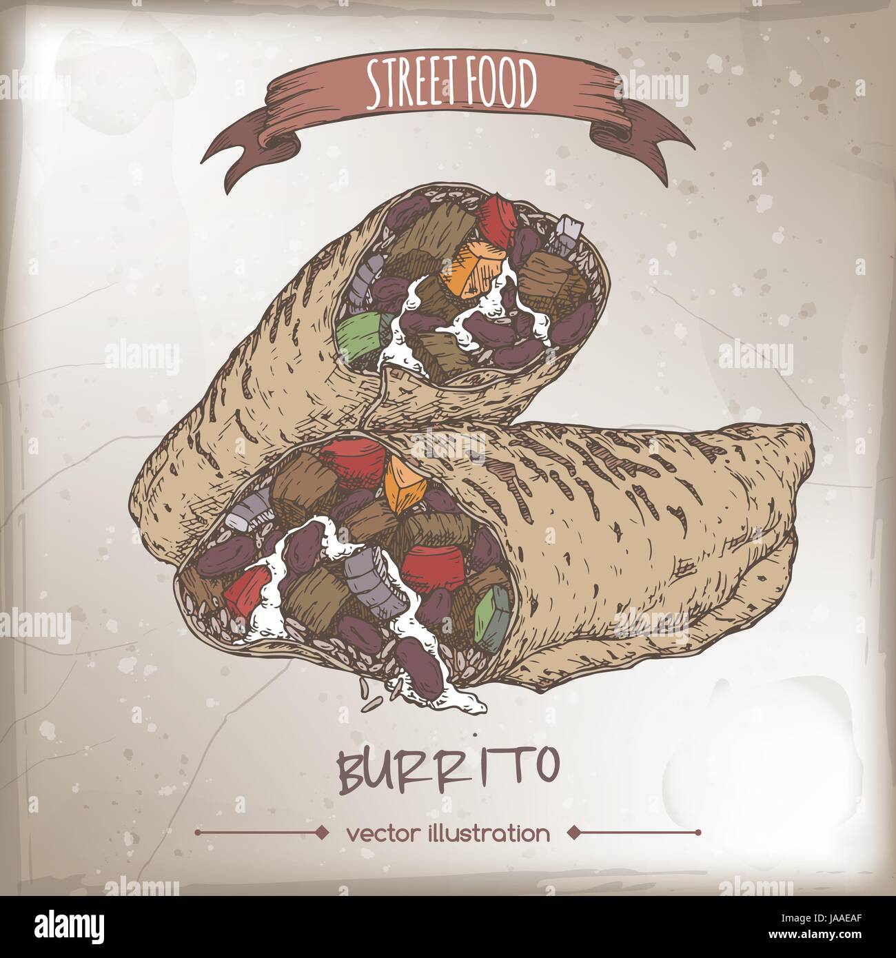 Burrito color sketch on grunge background Stock Vector Image & Art - Alamy
