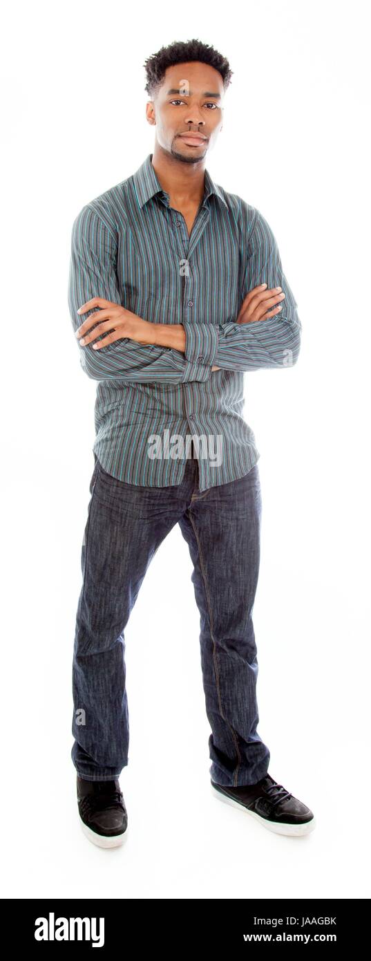 isolated, male, masculine, black, swarthy, jetblack, deep black, jeans ...