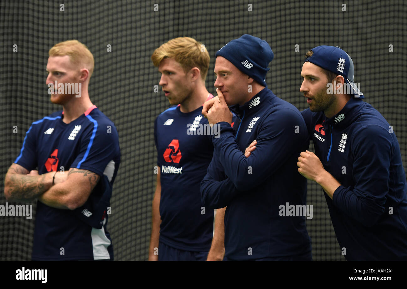 England's (left to right) Ben Stokes, David Willey, Jonny Bairstow and ...